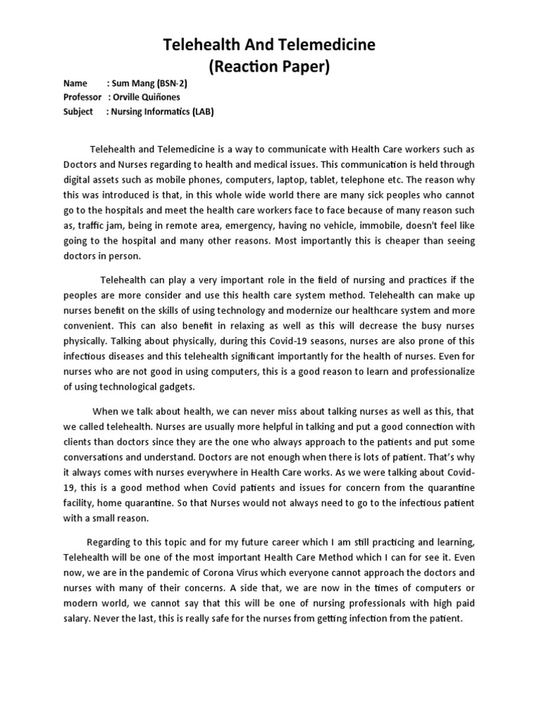 Benefits of Telehealth in Nursing | PDF | Nursing | Health Sciences