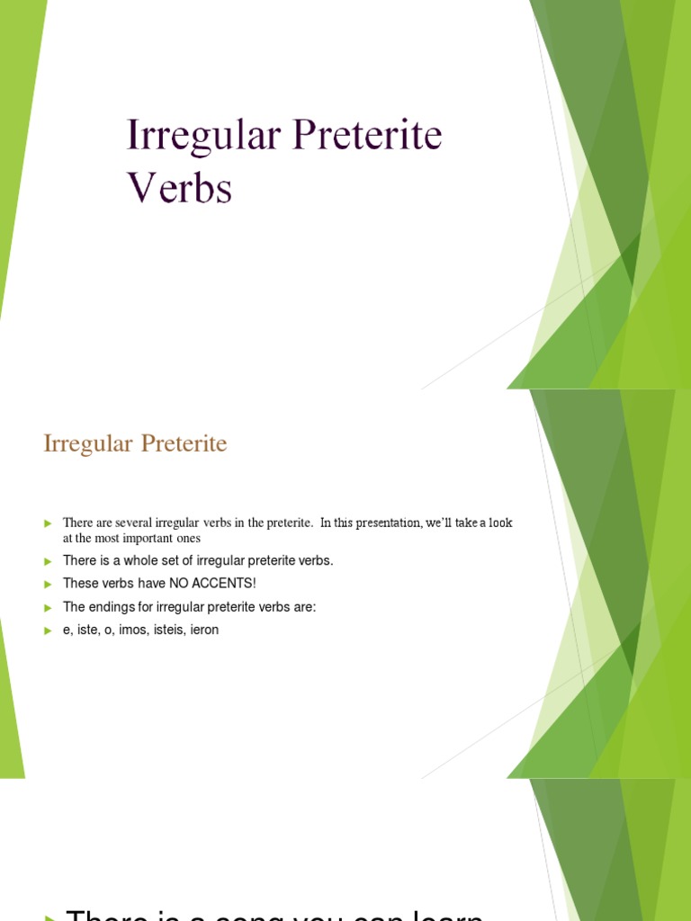 Irregular Preterite Indefinido | PDF