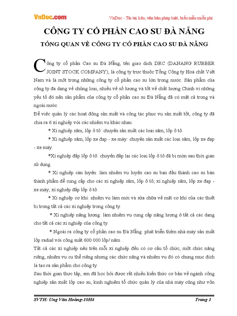 (123doc) Bao Cao Thuc Tap Cong Nhan Tai Cong Ty Co Phan Cao Su Da Nang | PDF