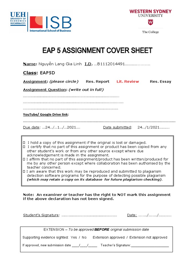 Eap 5 Assignment Cover Sheet | PDF | Mass Media | Entertainment