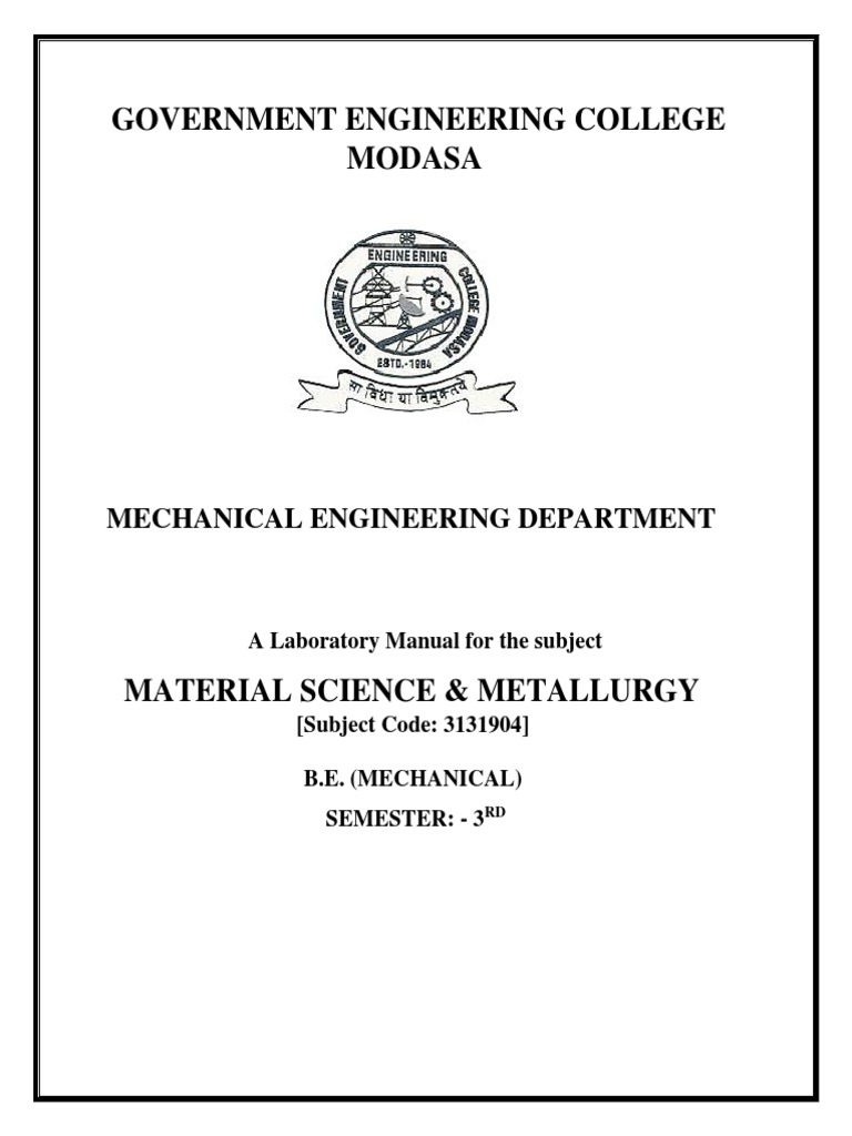 MSM Lab Manual - 2021-22 | PDF | Heat Treating | Steel