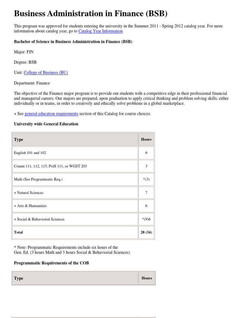 Business Administration in Finance - BSB | PDF | Bachelor's Degree ...