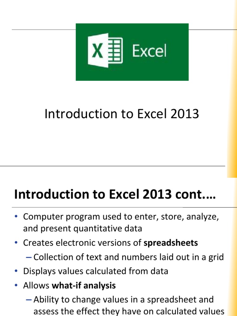 Excel 2013 Basics & Features Guide | PDF | Microsoft Excel | Spreadsheet