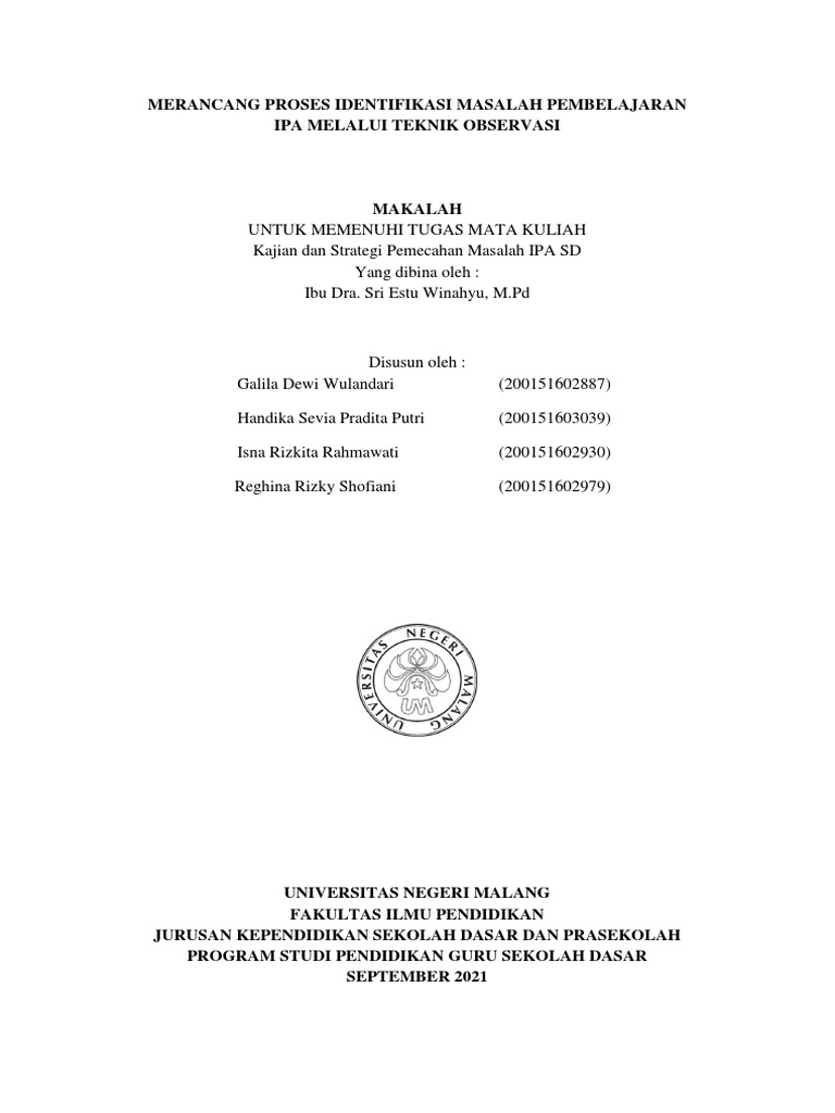Makalah Ipa Kel 4 (Pengumpulan Data Melalui Observasi) | PDF
