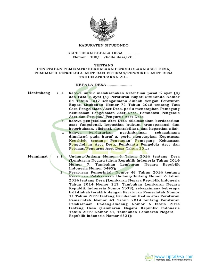 Contoh SK Pengelola Dan Pengurus Aset | PDF