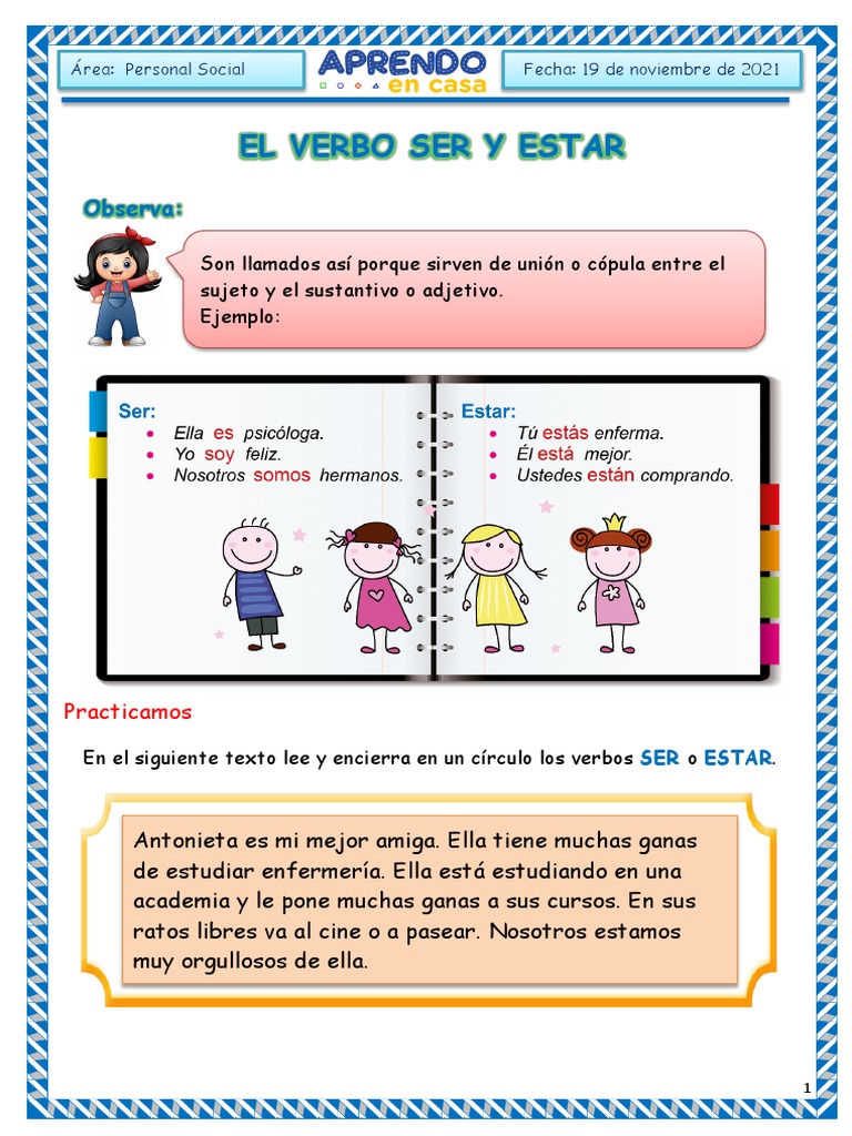 Verbo Ser Estar Mila | PDF | Artes del Lenguaje y Comunicación ...