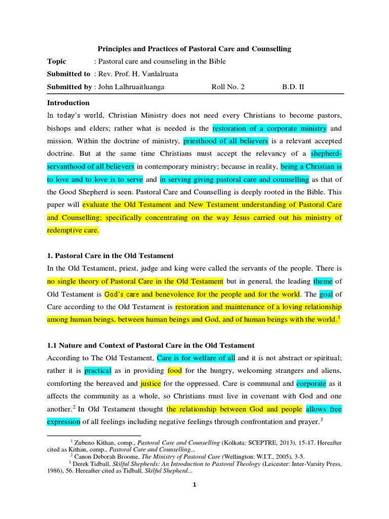 II. 1. - Pastoral Care and Counselling in The Bible | PDF | Jesus | New ...