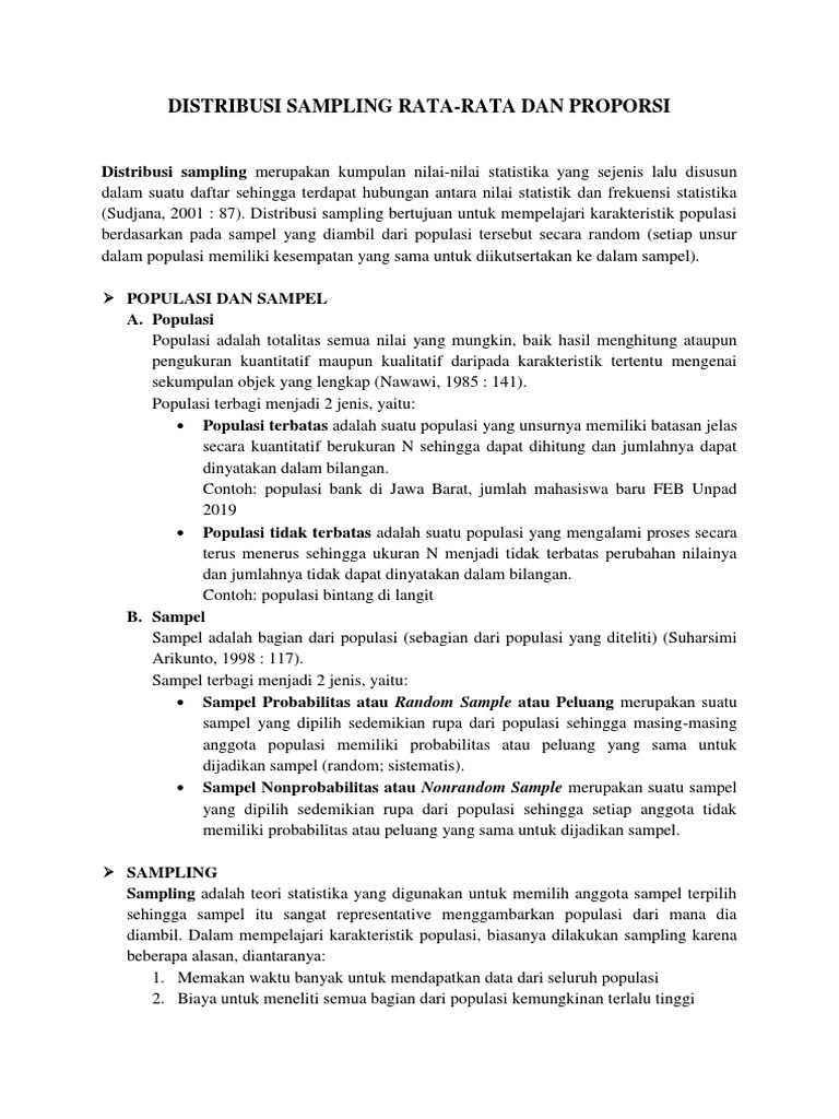 Distribusi Sampling Rata-Rata dan Proporsi | PDF