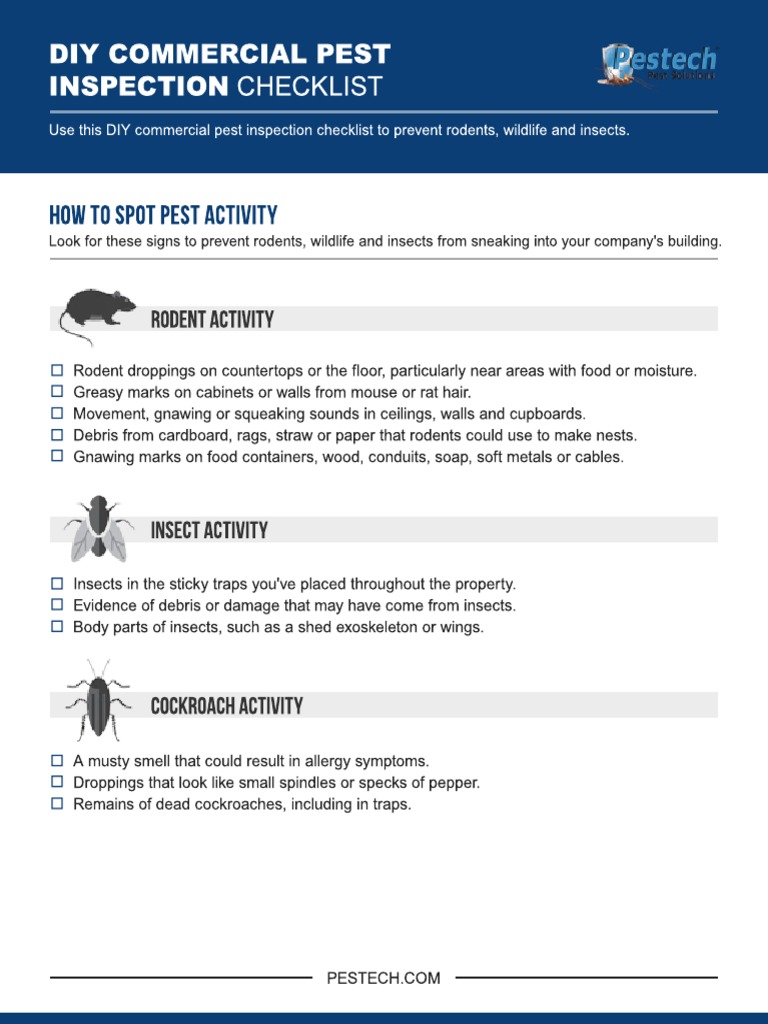 Commercial Pest Activity Checklist | PDF