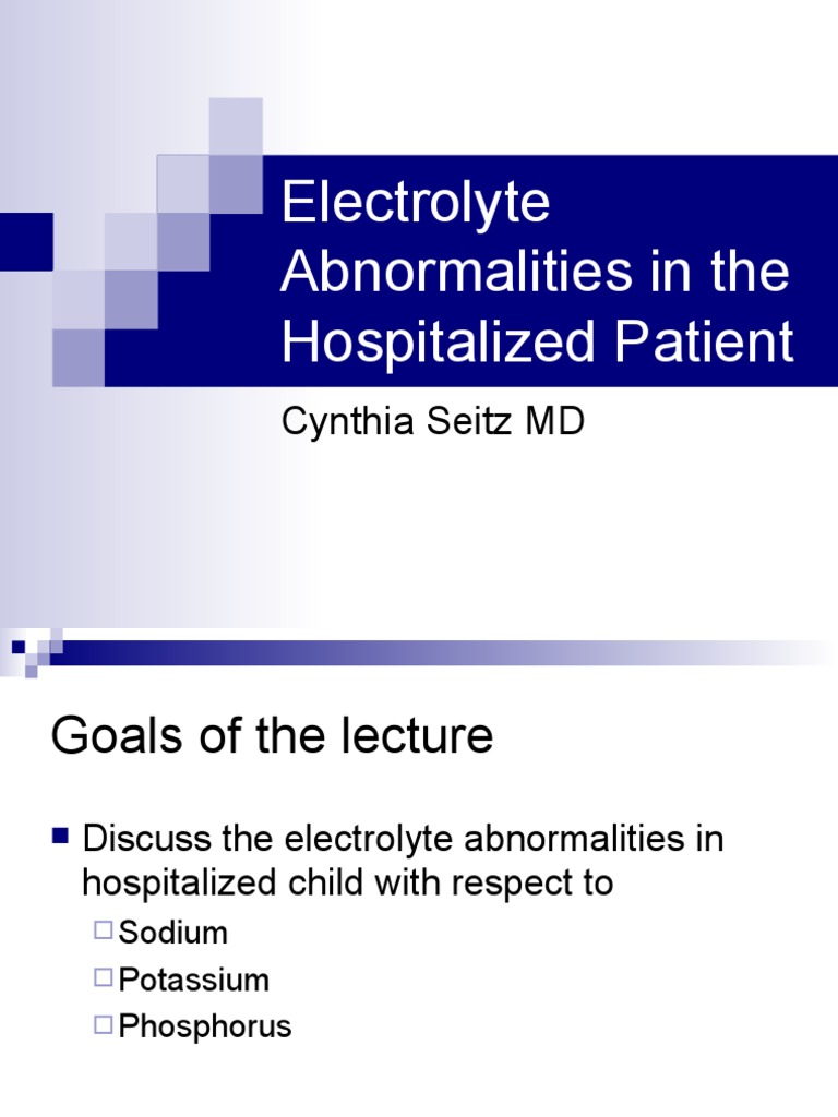 Electrolyte Abnormalities in The Hospitalized Patient | PDF ...