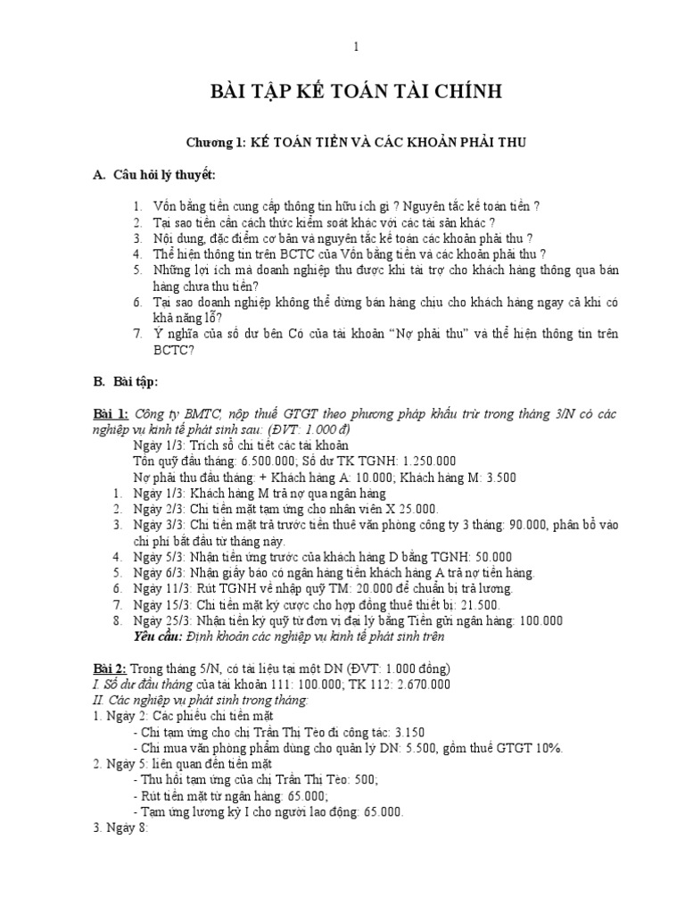 Bài tập KTTC | PDF