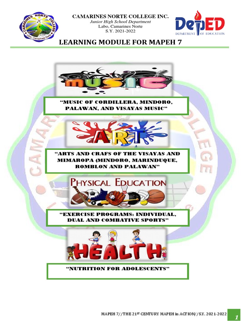 Mapeh 7 Module Q2 Sy 2021-22 | PDF | Nutrients | Human Nutrition