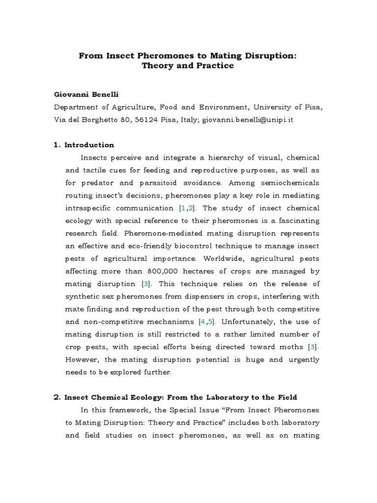 From Insect Pheromones To Mating Disruption: Theory and Practice | PDF ...