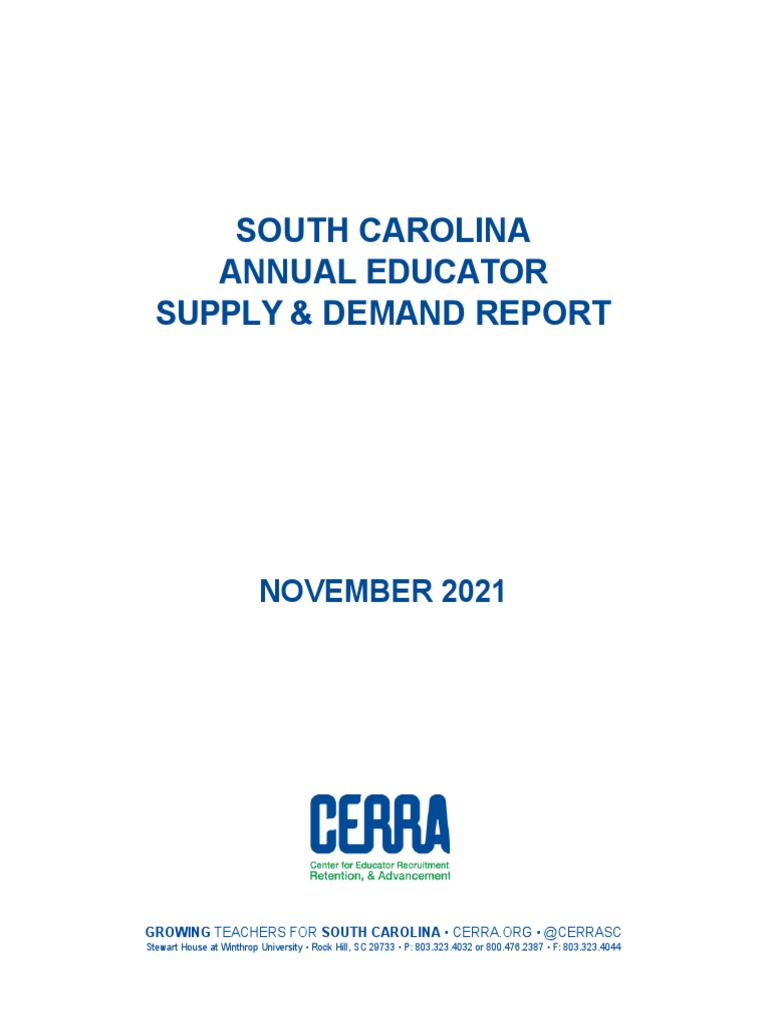 SC Educator Supply & Demand Report 2021 | PDF | Teachers | Schools