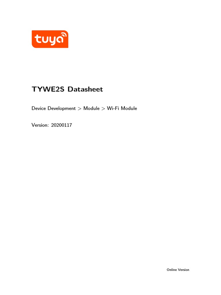 TYWE2S Datasheet - Tuya Smart - Docs | PDF | Wi Fi | Input/Output
