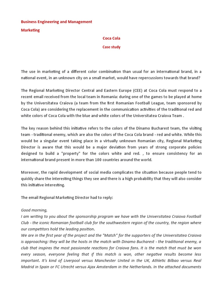 Case Study Coca Cola | PDF | Brand | Romania