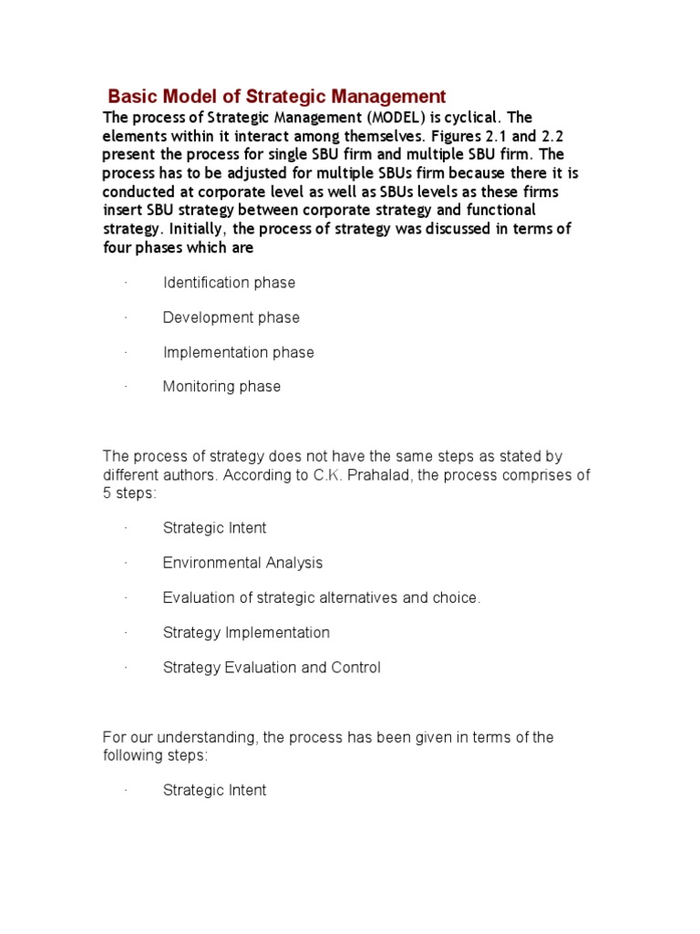 Basic Model of Strategic Management | PDF | Strategic Management | Swot ...