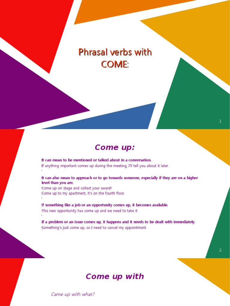Come - Phrasal Verbs | PDF