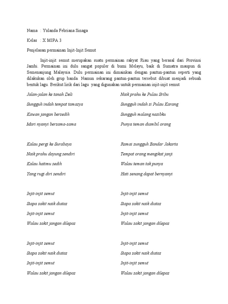 Tugas Permainan Rakyat Riau - Injit-Injit Semut (Yolanda Febriana ...