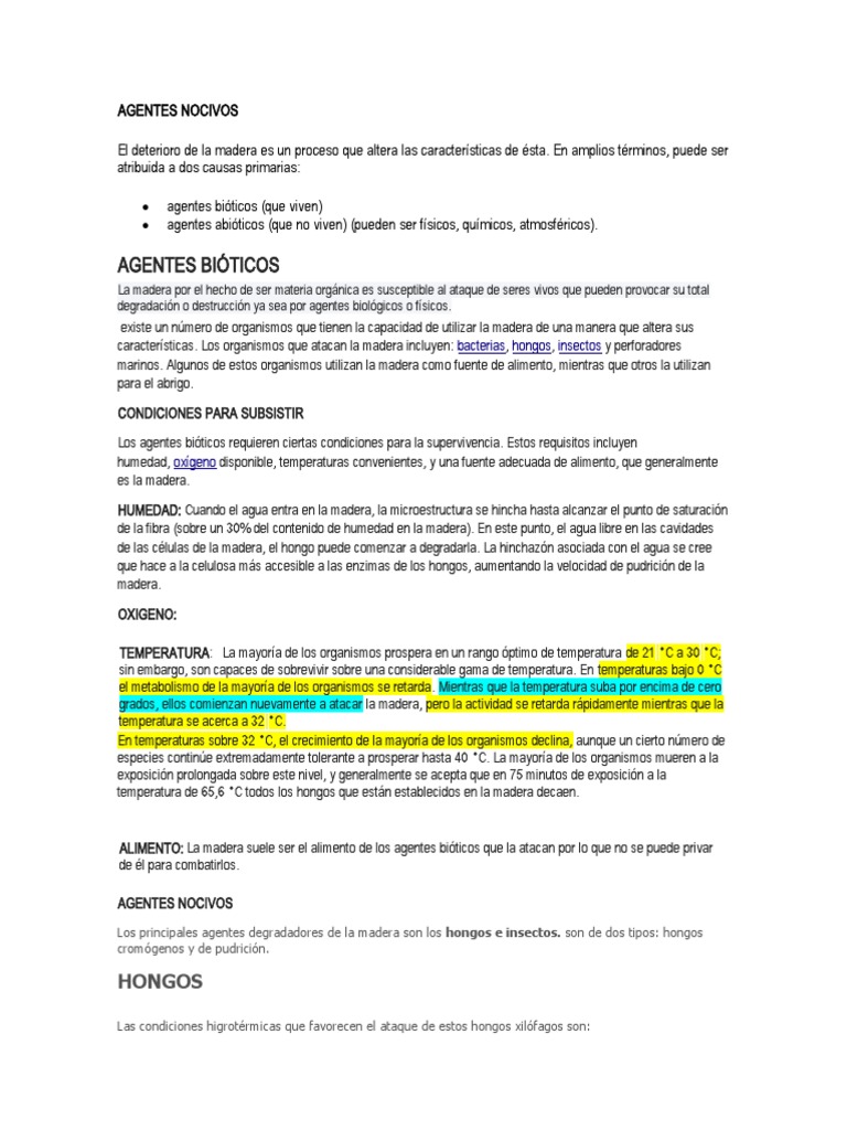 Agentes Nocivos | PDF | Madera | Hongo