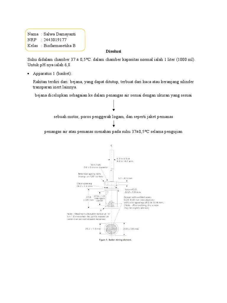 Alat Disolusi Tipe Aparatus 1 2 | PDF