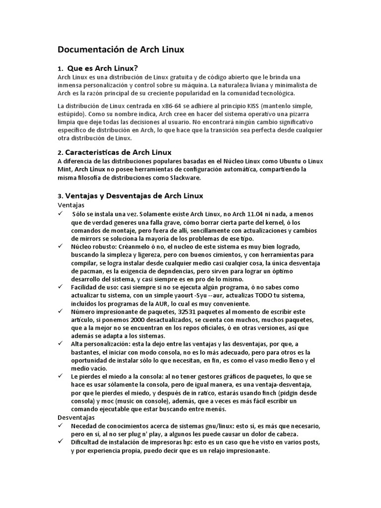 Documentación de Arch Linux | PDF | Distribución de Linux | Desarrollo de software