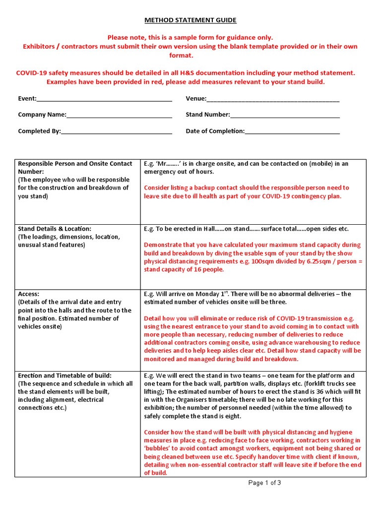 Method Statement Guide - C19 | PDF | Scaffolding | Forklift