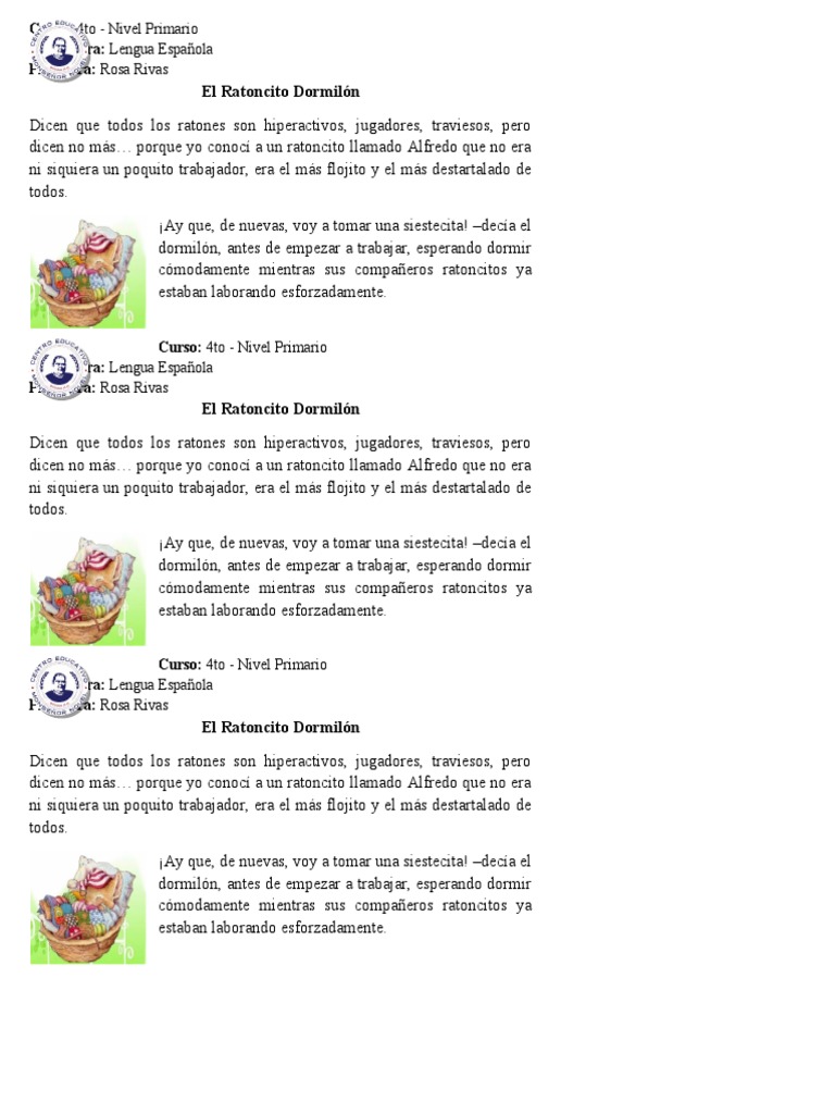 Cuento del Ratón Dormilón | PDF