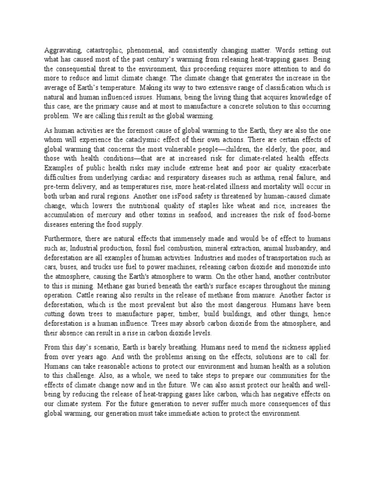 Global Warming Speech | PDF | Climate Change | Natural Environment