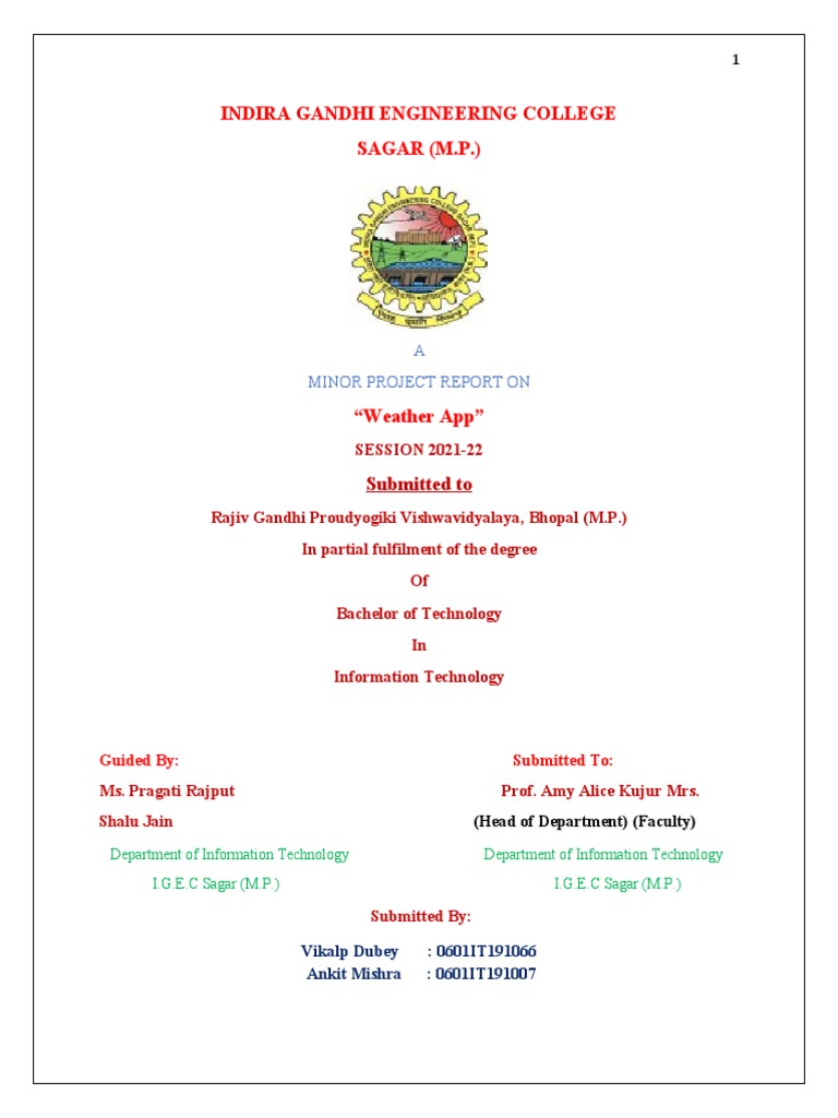 Weather App Documentation by Vikalp Dubey (66) and Ankit Mishra | PDF ...