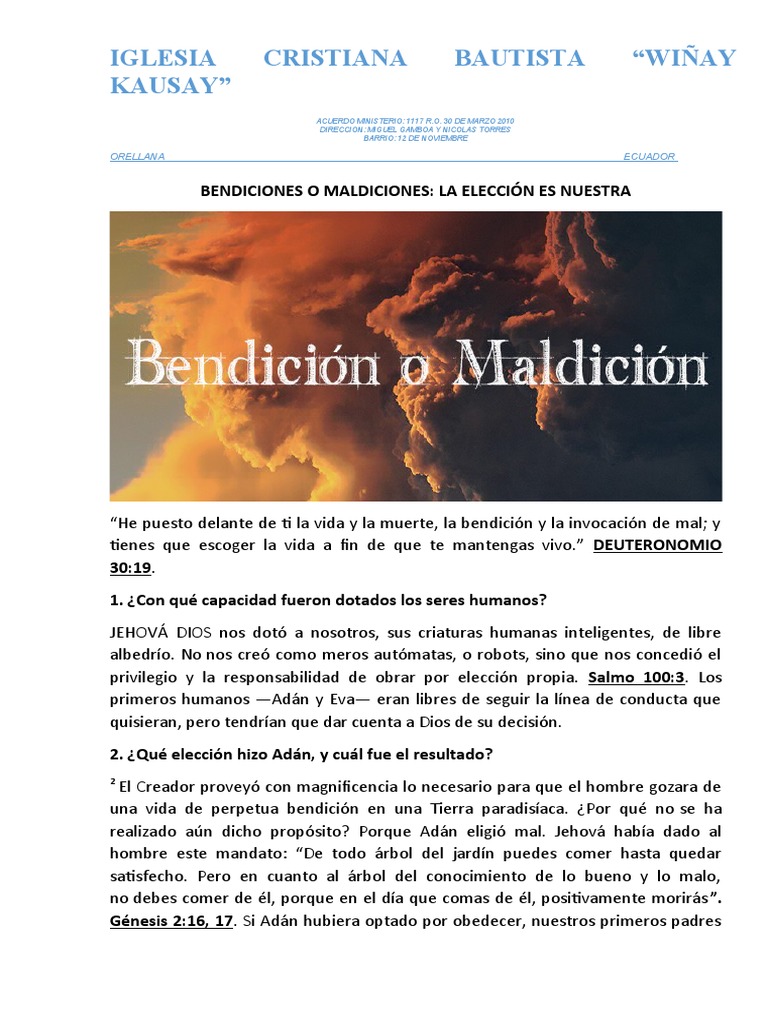 Bendiciones o Maldiciones | PDF | Moisés | Libro del éxodo
