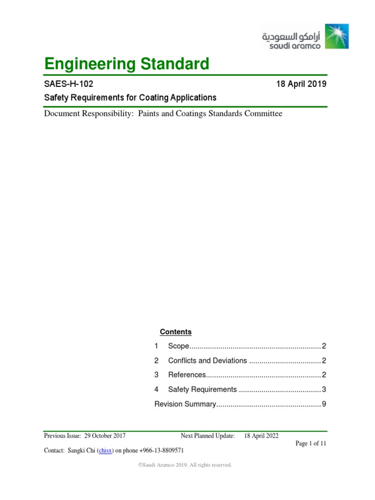 SAES-H-102-Safety Requirements For Coating Applications2 | PDF | Paint ...