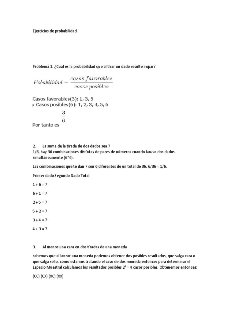 Ejercicios de Probabilidad | PDF | Probabilidad