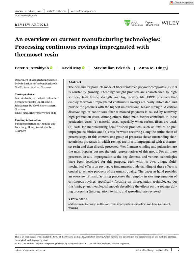 An Overview On Current Manufacturing Technologies: Processing ...