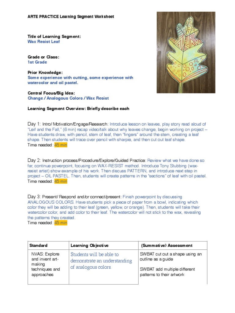 Leaf Lesson Plan Updated | PDF | Vocabulary | Lesson Plan