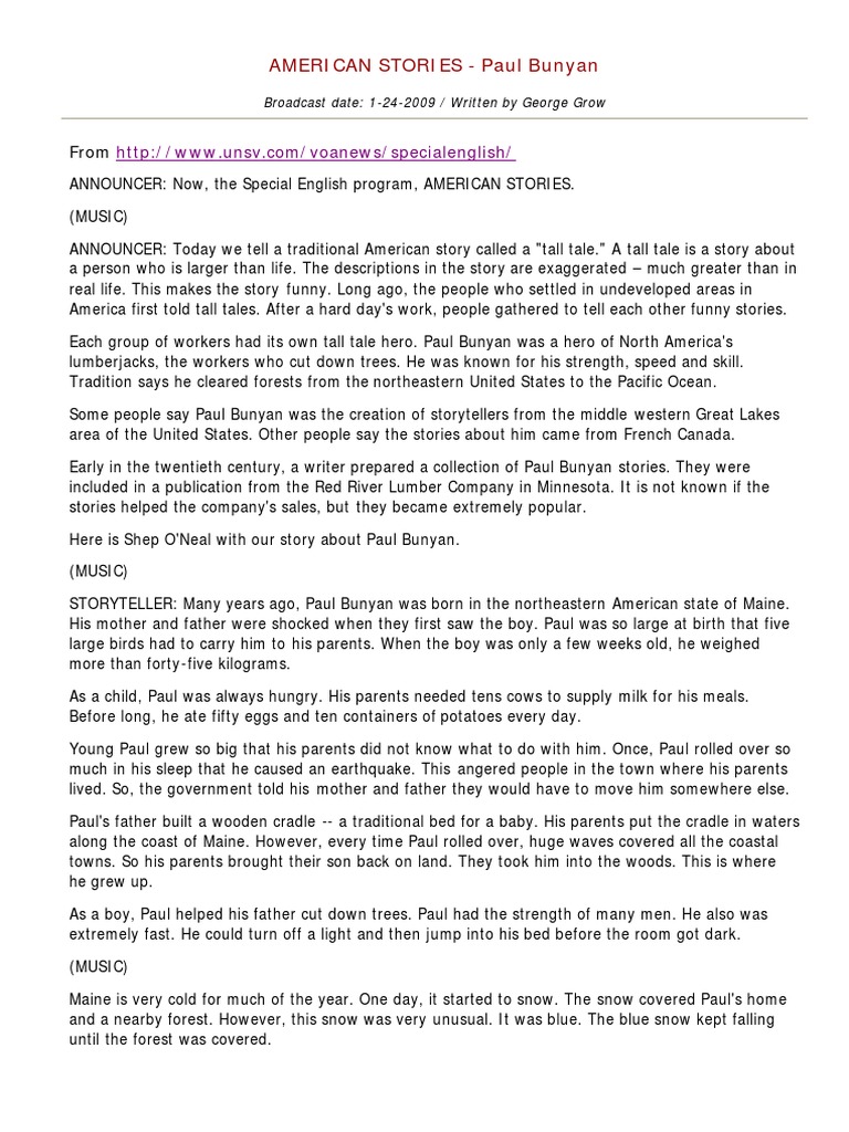 AMERICAN STORIES - Paul Bunyan | PDF