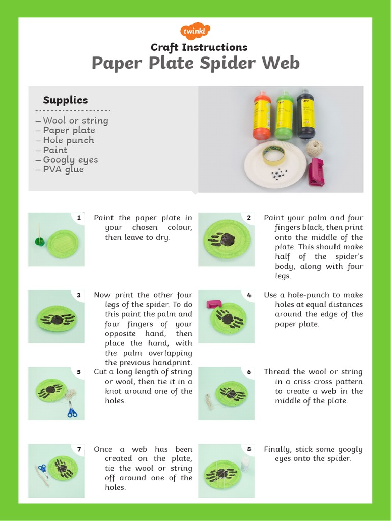 Paper Plate Spider Web With Handprint Spider Craft Instructions | PDF ...