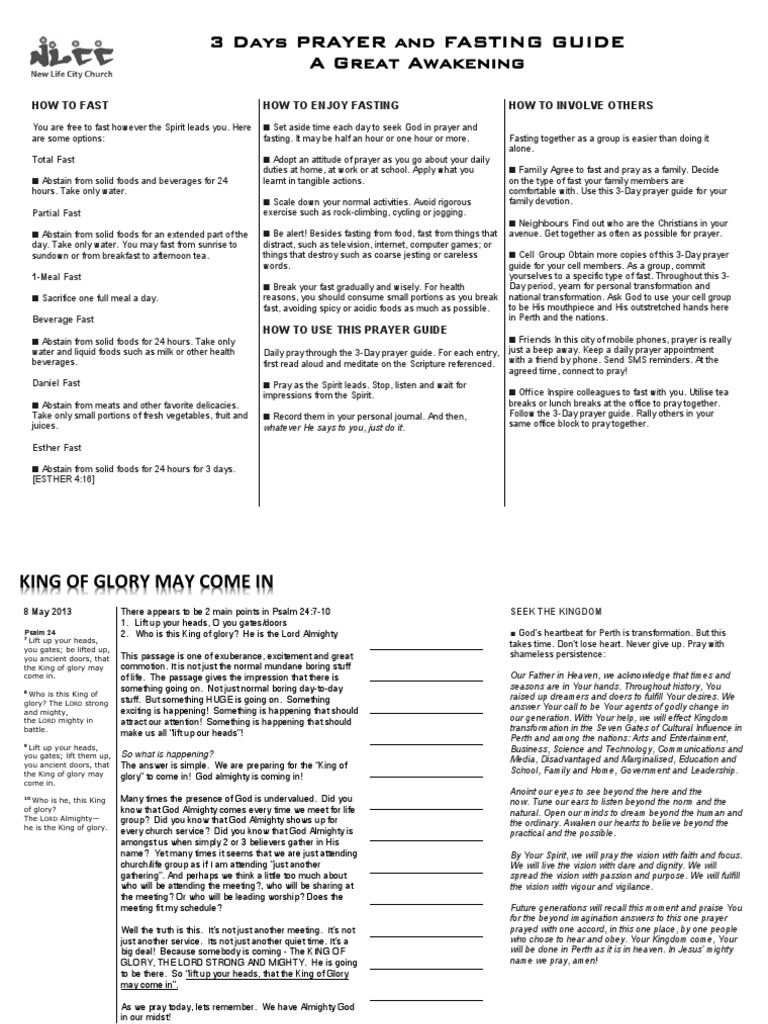 3 Days Prayer and Fasting Guide A Great Awakening: How To Fast How To ...