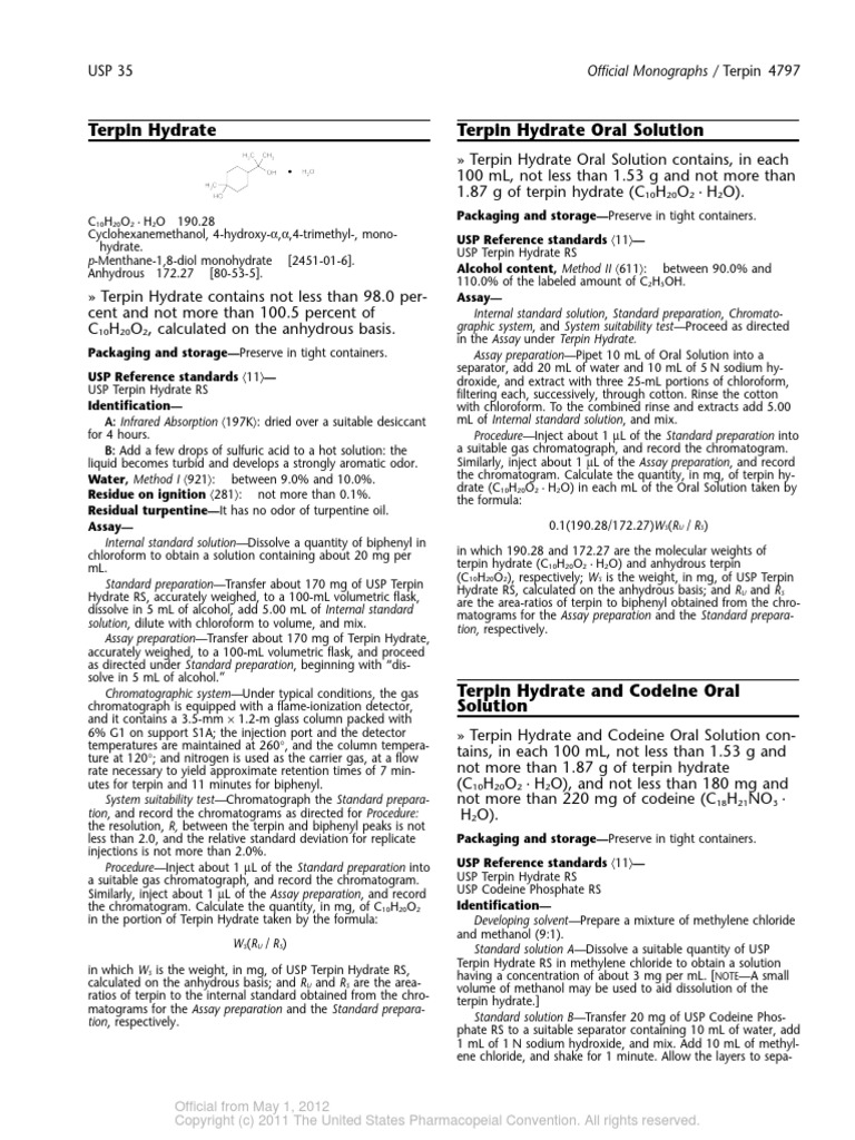 Terpin Hydrate Oral Solution | PDF | Chromatography | Gas Chromatography