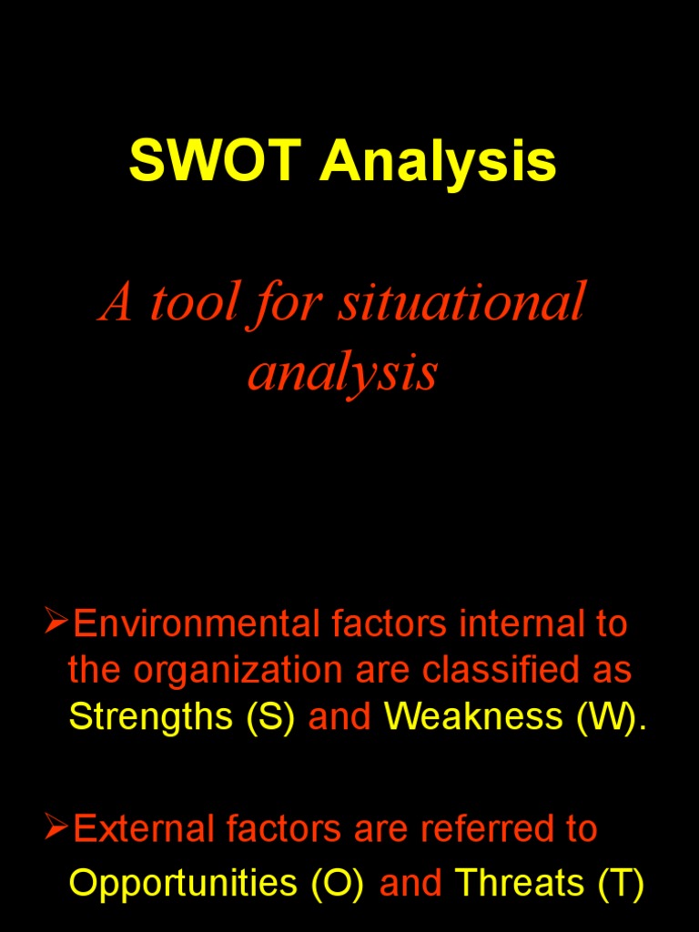 SWOT Analysis: A Tool For Situational Analysis | PDF | Swot Analysis ...