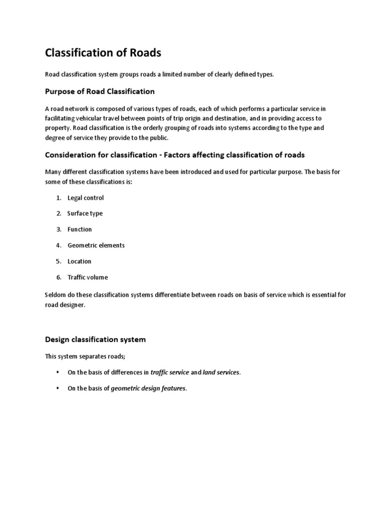 Road Classification Systems Explained | PDF | Controlled Access Highway ...