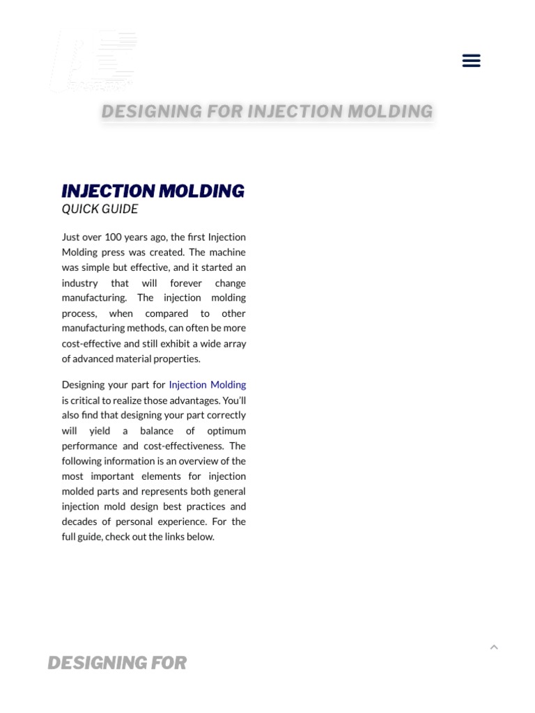 Designing For Injection Molding - Injection Mold Design - Plastic ...