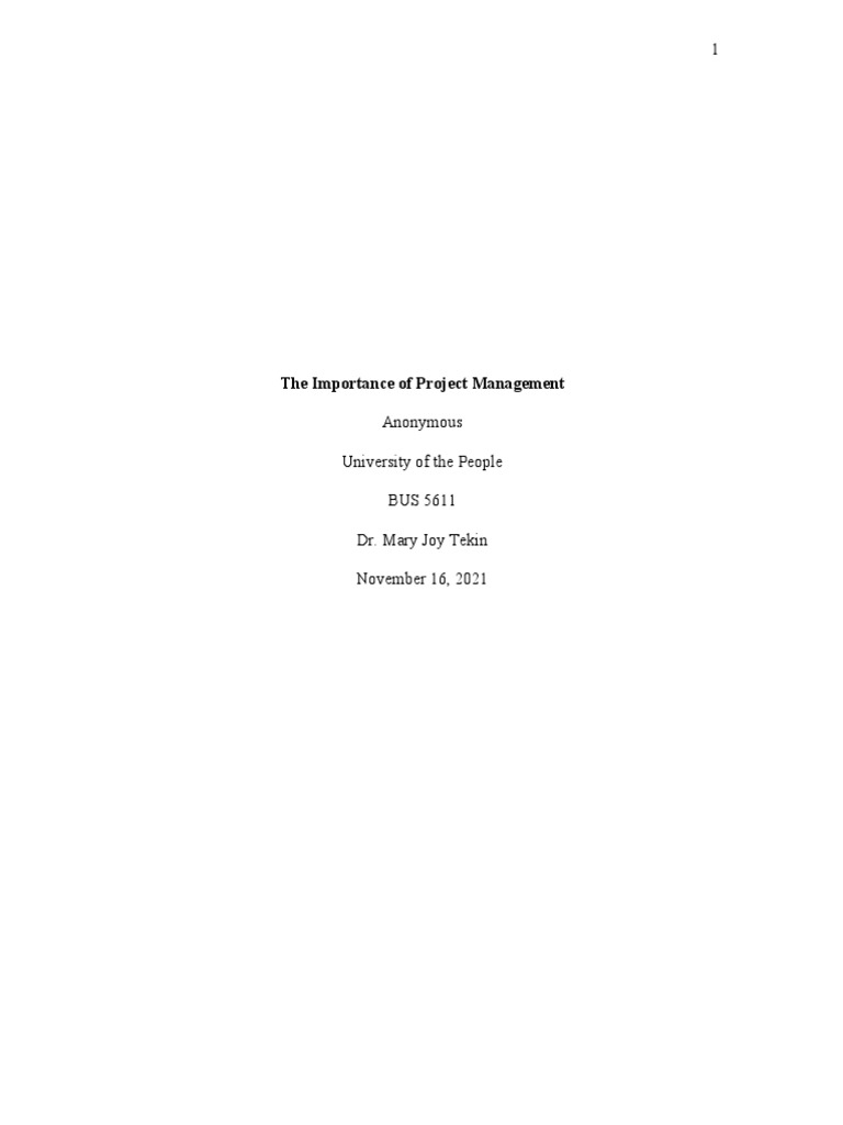 BUS 5611 Written Assignment 1 | PDF | Project Management | Business Value