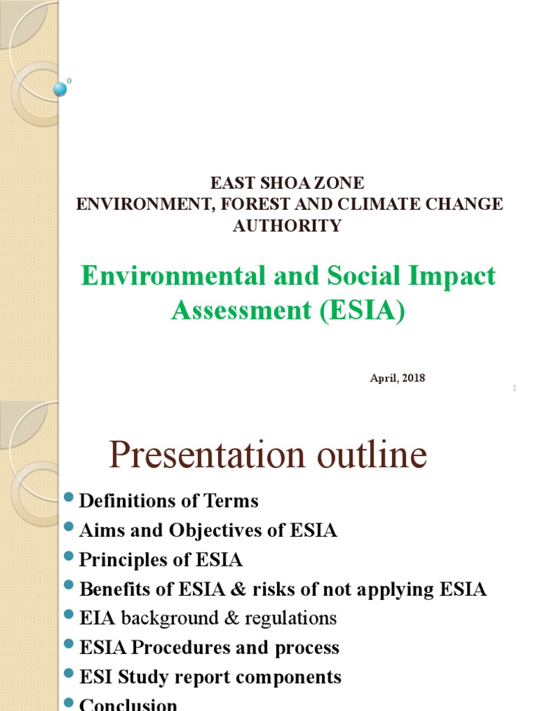 ESIA-ppt Fentale | PDF | Environmental Impact Assessment | Economics Of ...