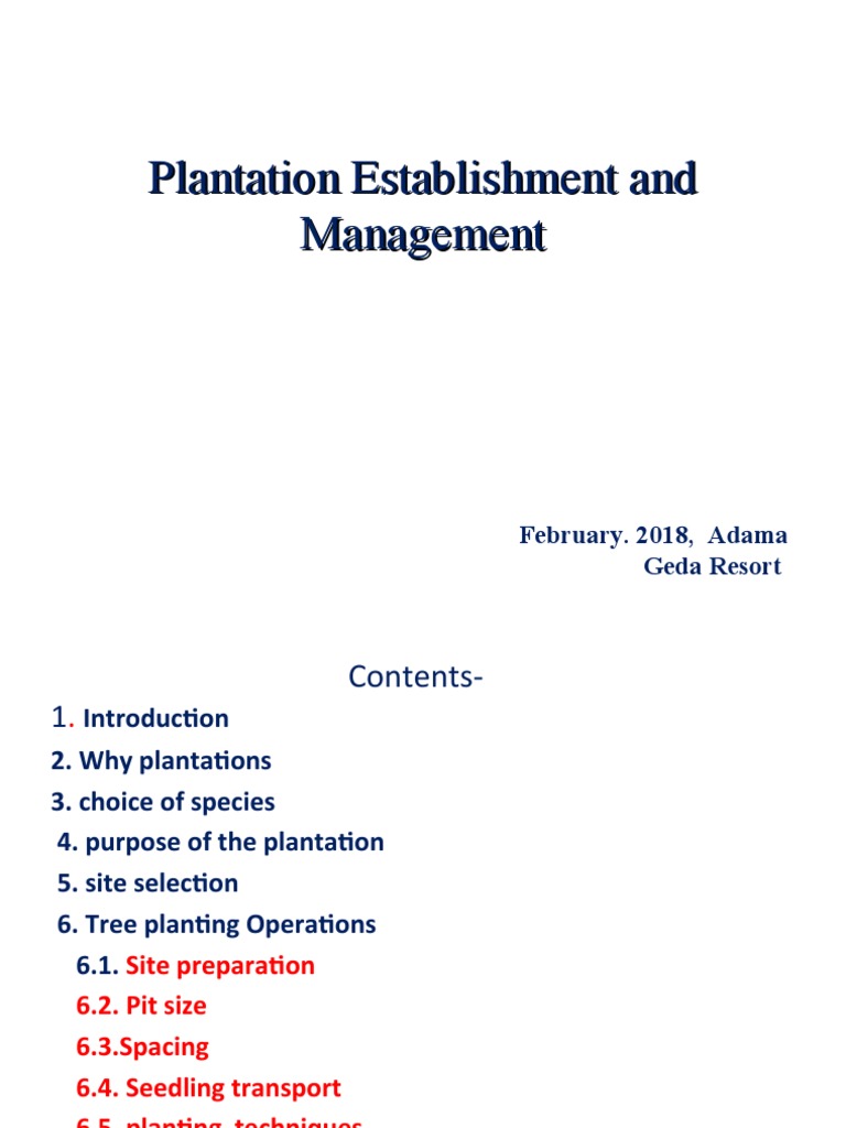 Plantation Establishment and Management | PDF | Soil | Trees