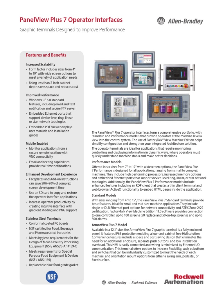 Panelview Plus 7 Operator Interfaces: Graphic Terminals Designed To ...