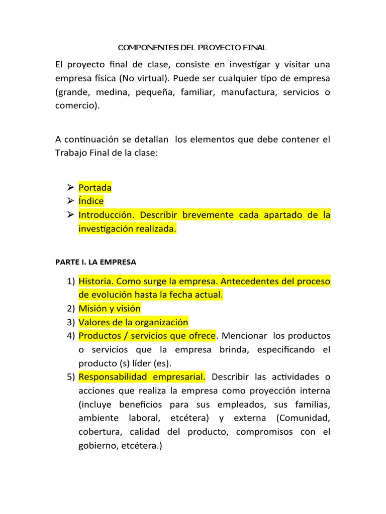 Componentes Del Proyecto Final | PDF