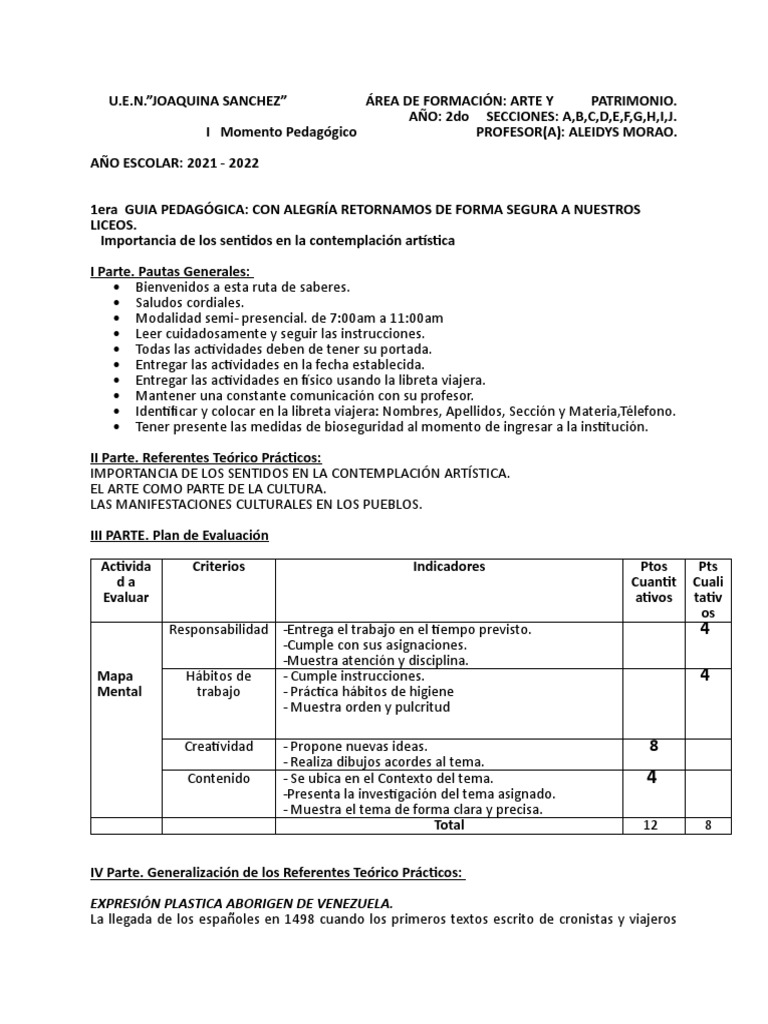 Guia Arte y Patrimonio 2do Contenido | PDF | Venezuela