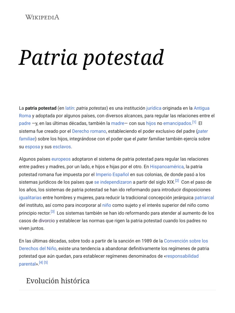 Patria Potestad - Wikipedia, La Enciclopedia Libre | PDF | Divorcio ...