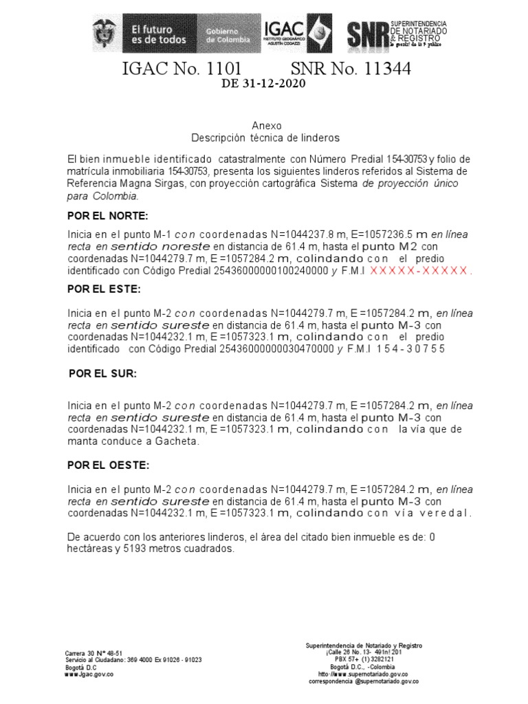 Formato Descripcion Linderos | PDF